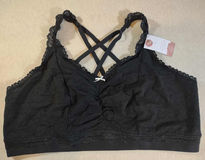 NWT Cacique Black Lace Bralette Razorback Adjustable Straps Size 26/28 ...