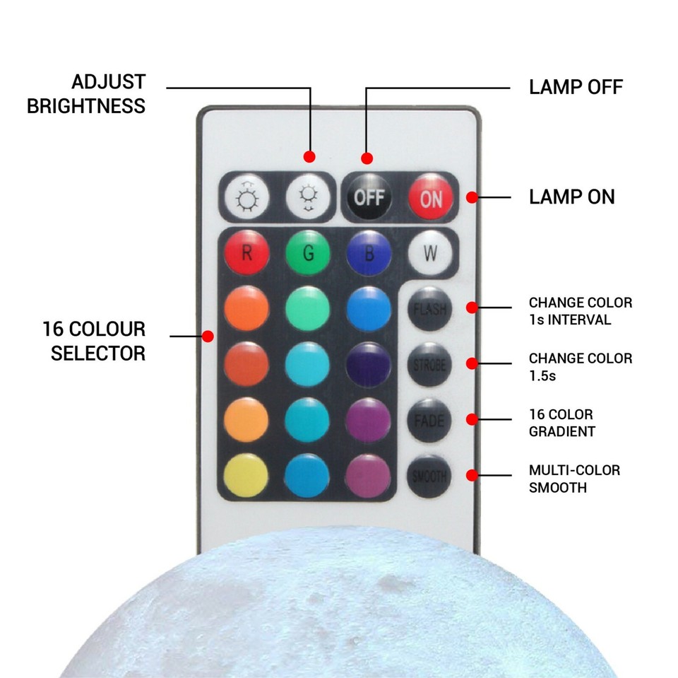 3D Moon Night Light Table Lamp USB Charging Remote Touch Control Home ...