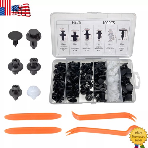 100x Fender Liner Fastener Rivet Push Clips Retainer 6 Size Universal w ...