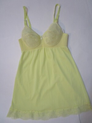 34B Perky Molded Cup Mini Bra Slip Mod 1960s Yellow Girlie Boudoir ...