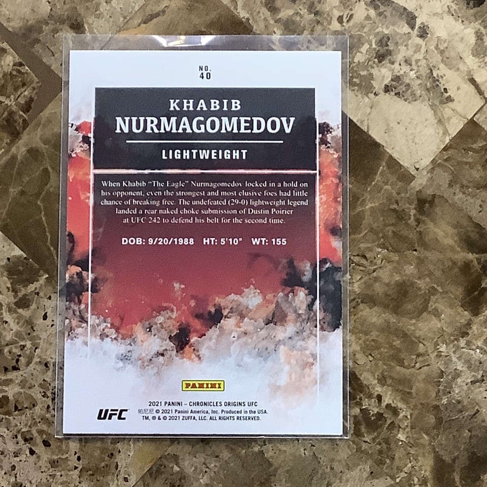 Khabib Nurmagomedov 2021 Panini Chronicles Origins UFC - #40 B-15 | eBay