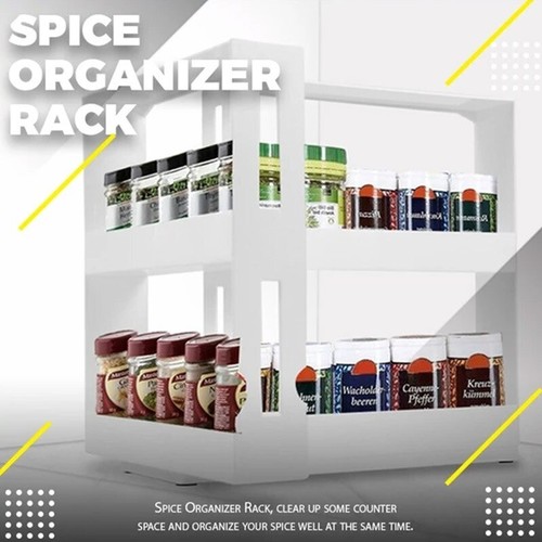 Kitchen Storage Multi-Function Pull-Rotate Spice Rack 2 Double-Decker ...