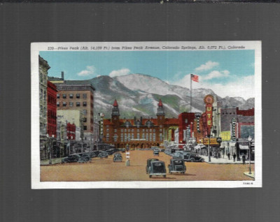COLORADO SPRINGS COLORADO VINTAGE POSTCARD clr 1930s PIKES PEAK Ave ...