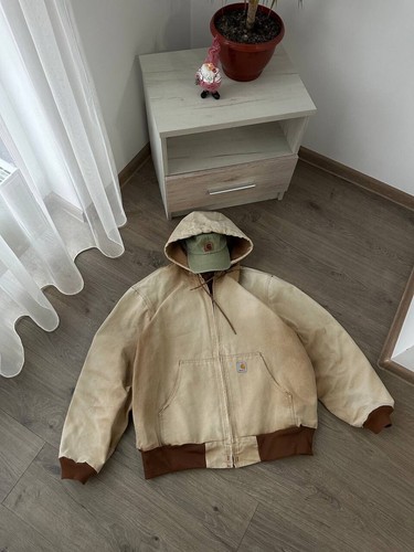 VTG Carhartt Active Detroit Denim Beige Faded Jacket | eBay