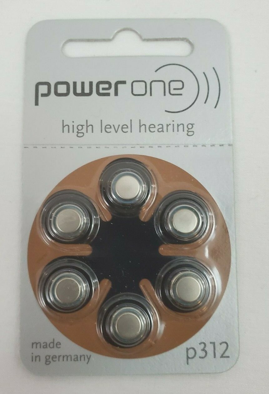 Power One Size P312/PR41 Hearing Aid Batteries Zinc Air 6 Piece Pack ...