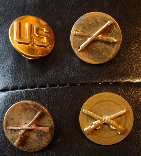 WW2 U.S. Army Infantry & Artillery Collar Insignia Pins Discs Rifles ...
