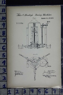 1871 HENDRY MANCHESTER NEW HAMPSHIRE AUTO WHEEL HUB MACHINE PATENT ...