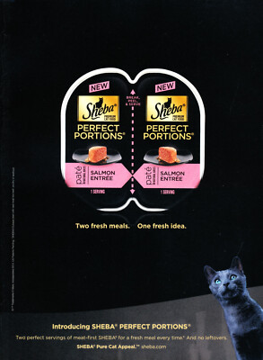 Sheba cat food 02 MAGAZINE promo ad 2014 gray cat little crease on the ...