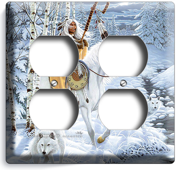 NATIVE AMERICAN INDIAN CHIEF WHITE HORSE WINTER LIGHT SWITCH OUTLET ...