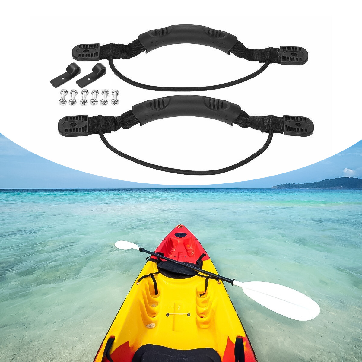 2x Kayak Canoe Boat Side Mount Carry Handle With Bungee Cord Screws ...