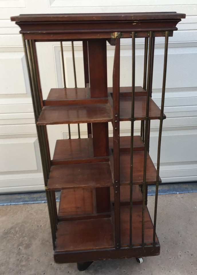 Danner Spinning Revolving Bookcase 1876 Walnut RARE Square Rotating ...