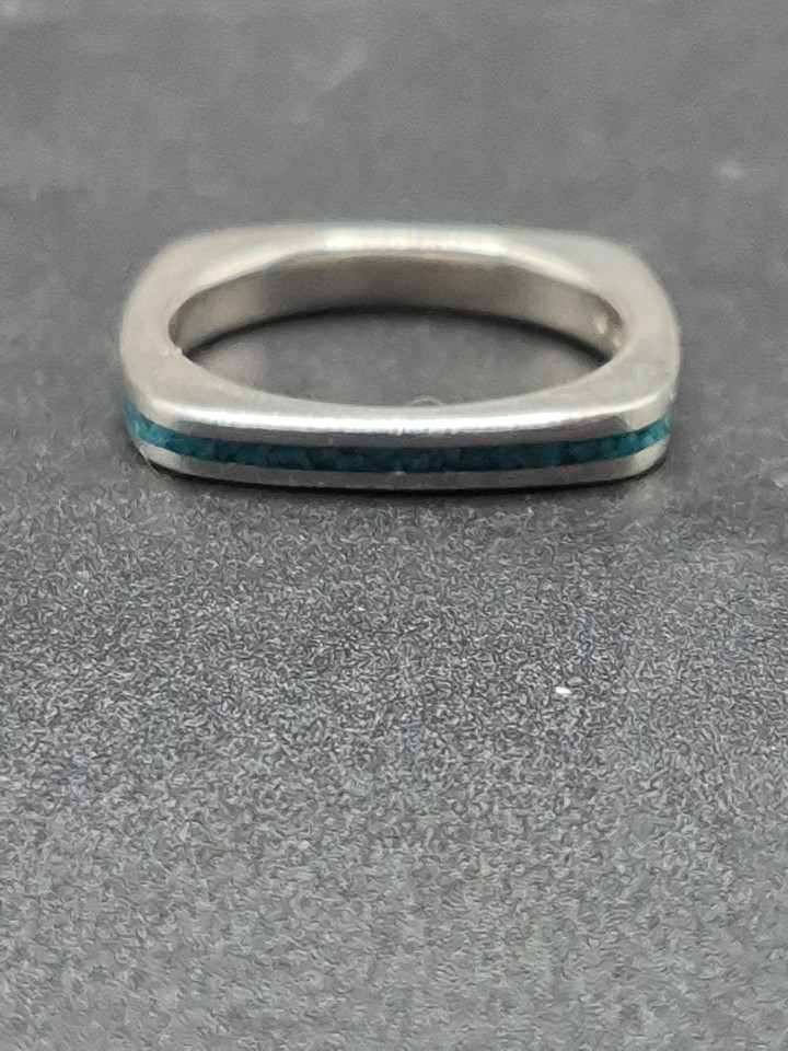 Sterling Silver Turquoise Square Ring Size N | eBay