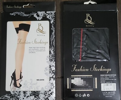 Fashion Stocking- Sheer Thigh High Stocking BLACK-RED | eBay