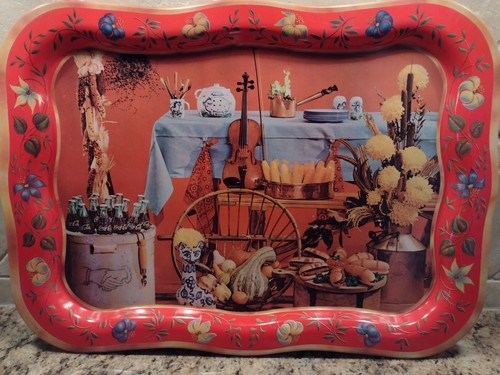 Vintage Coca-Cola Coke Fall Harvest Autumn Thanksgiving Tray Metal 18.5 ...