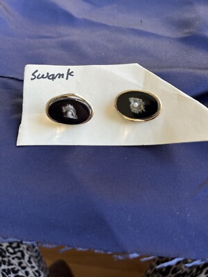 Swank Mens Vintage BLACK OYSTER PEARL CUFFLINKS | eBay