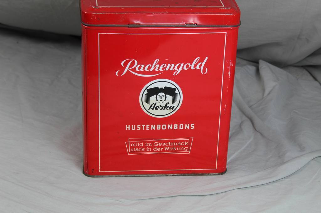Aeska Rachengold Hustenbonbons - alte Blechdose - ca. 22 x 17 x 26,5 cm ...