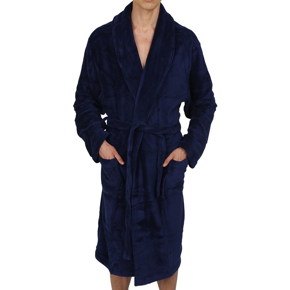 Mens Robe -Bathrobe - Coral Fleece Thick Very Soft & Warm - '' 5 Day ...