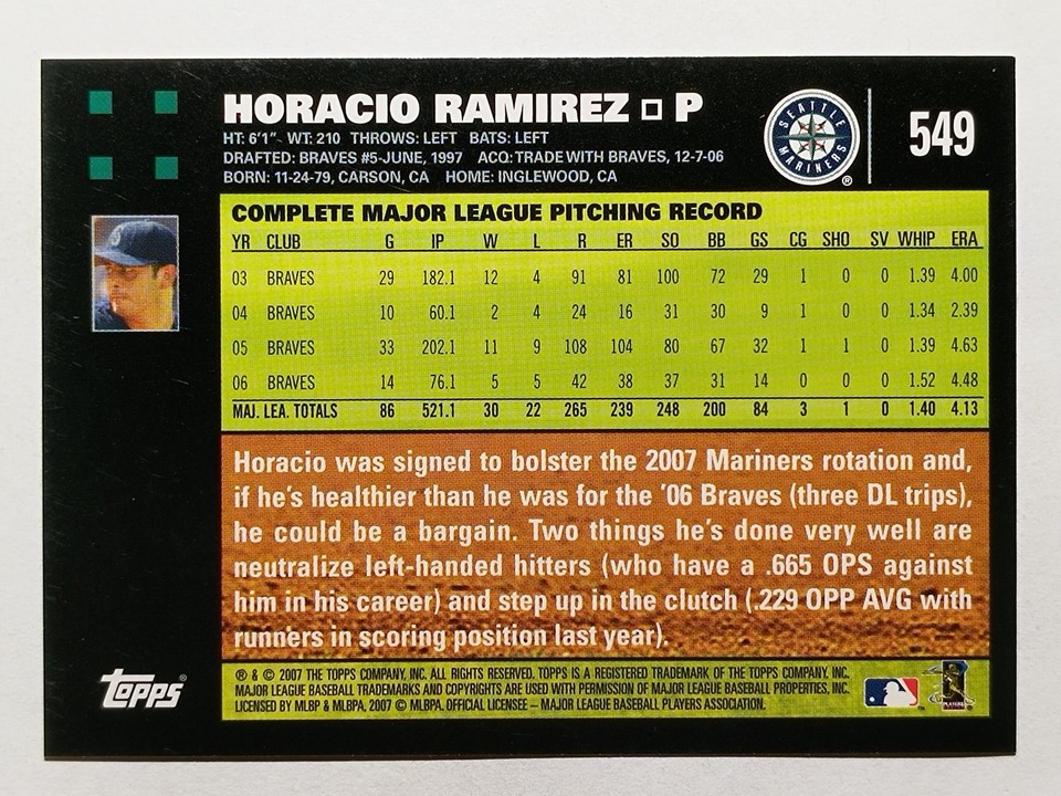 2007 Topps #549 Horacio Ramirez | eBay