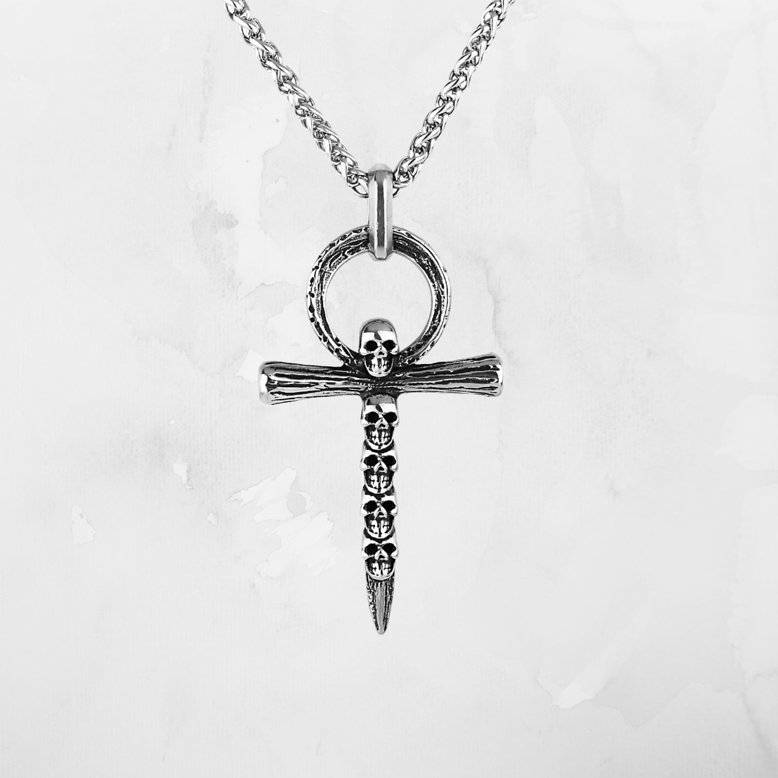 Ankh Cross Gothic Skull Necklace, Gothic Cross Necklace, Ankh Gothic ...
