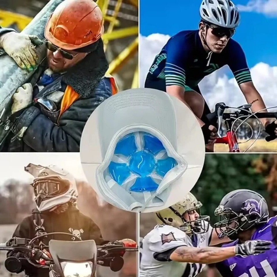Blue Cooling Pad Adjustable Reusable Cold Compress for Helmets & Hats ...