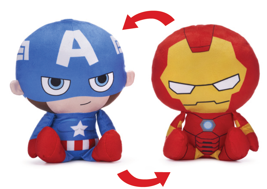 NEW OFFICIAL 9.5" MARVEL AVENGERS REVERSIBLE CHARACTER CHANGING PLUSH ...