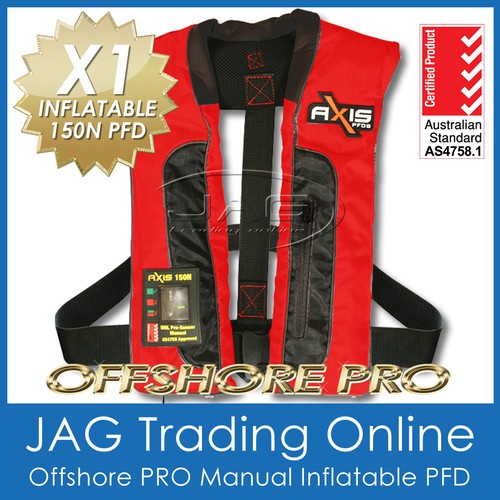 AXIS OFFSHORE "PRO" RED MANUAL INFLATABLE PFD1 LIFEJACKET 150N Life ...