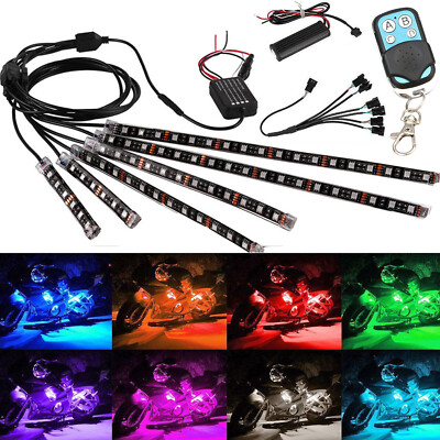6pcs RGB 120 LEDs LED Under Glow Lights Strips For Harley Davidson ...