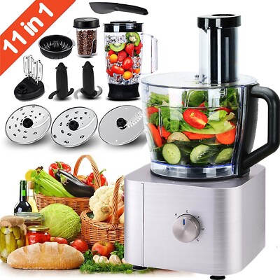 1100W Food Processor 3.2L+1.5L Mixer 11-in-1 Chopper Juicer Blender ...