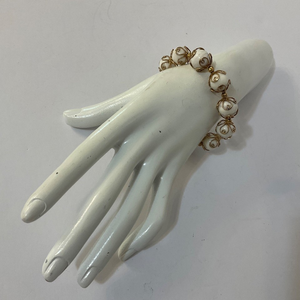 Vtg OT Turkey Bracelet 18K Yellow Gold Technibond Filigree 925 White ...