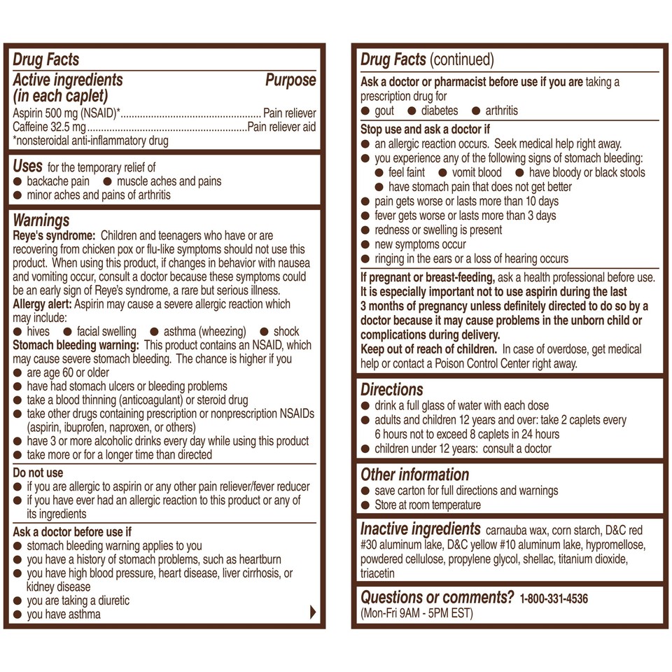 Bayer Back & Body Pain Relief Extra Strength 500 mg Caplets 200 Ct 3 ...