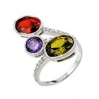 Sterling Silver Multicolor CZ Stones Ladies Ring | eBay UK