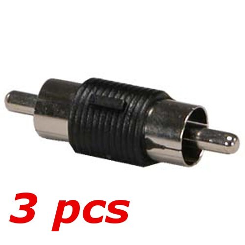 3 PACK - RCA Male Plug to RCA Male Plug Audio Adapter Connector Barrel ...