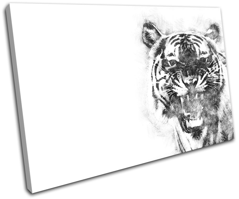 Tiger Abstract Scribble Animals SINGLE CANVAS WALL ART Picture Print | eBay