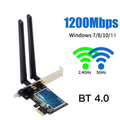 Dual Band PCIE Wifi Bluetooth Card for Desktop 1200Mbps PCIE X1 ...