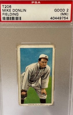 1909-11 T206 Mike Donlin (Fielding) – Piedmont – PSA 2 GOOD (MK ...