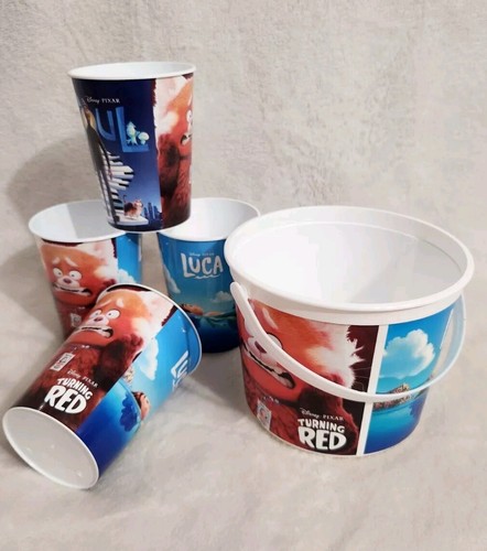 AMC EXCLUSIVE DISNEY PIXAR POPCORN BUCKET & CUPS SOUL LUCA TURNING RED ...