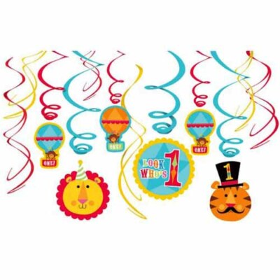 FISHER PRICE CIRCUS SWIRL DECORATIONS (12) ~ 1st First Birthday Party ...
