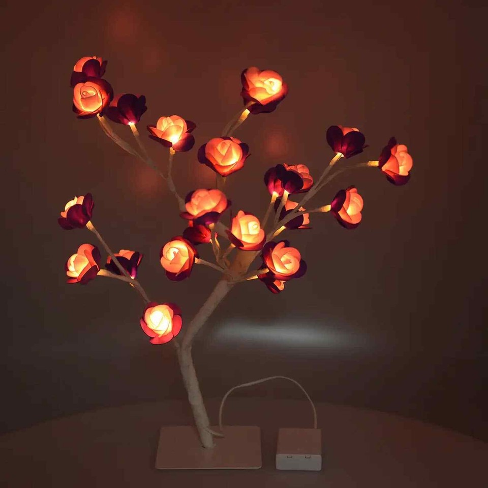 Purple Multi Headed Rose Tree LED Light Christmas Decor Decorations ...