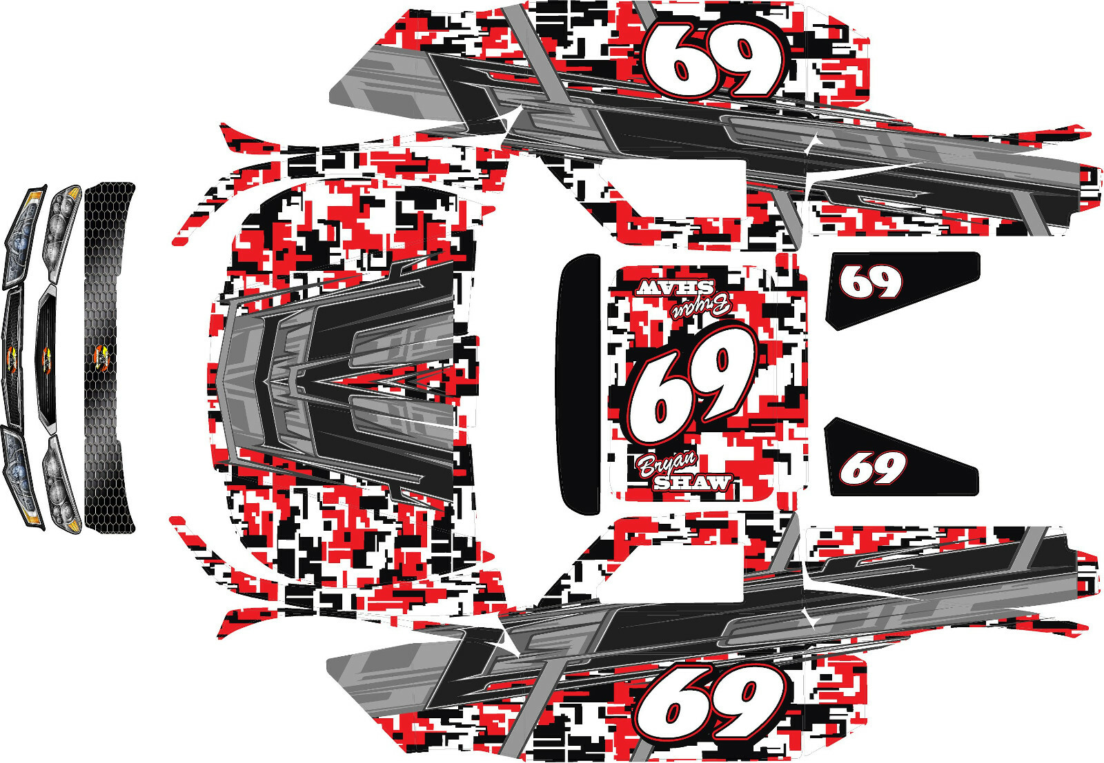 30 DEGREE NORTH wrap decals stickers Red Digital Camo BIG FLEX ROVAN ...