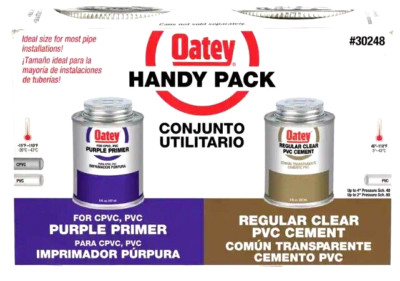 Purple Primer Plus Clear Fast Set PVC solvent cement pack - 8 oz. Each ...