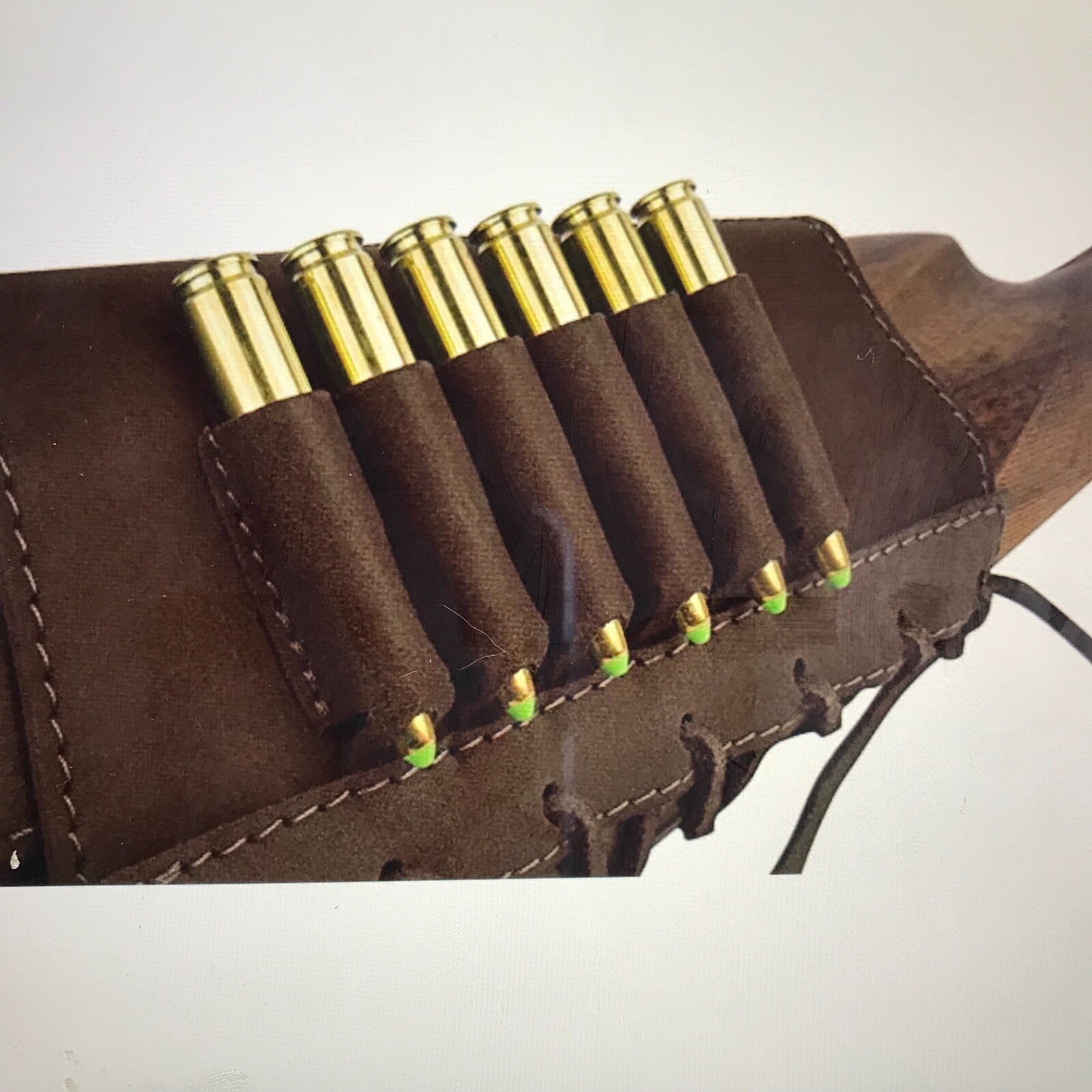 BROWN Leather Butt Stock Ammo Bullet Loops Holder for Rifles 30-30 308 ...