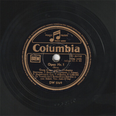 SCHELLACK Gene Krupa And His Orchestra Boogie Blues / Opus Nr. 1 ...
