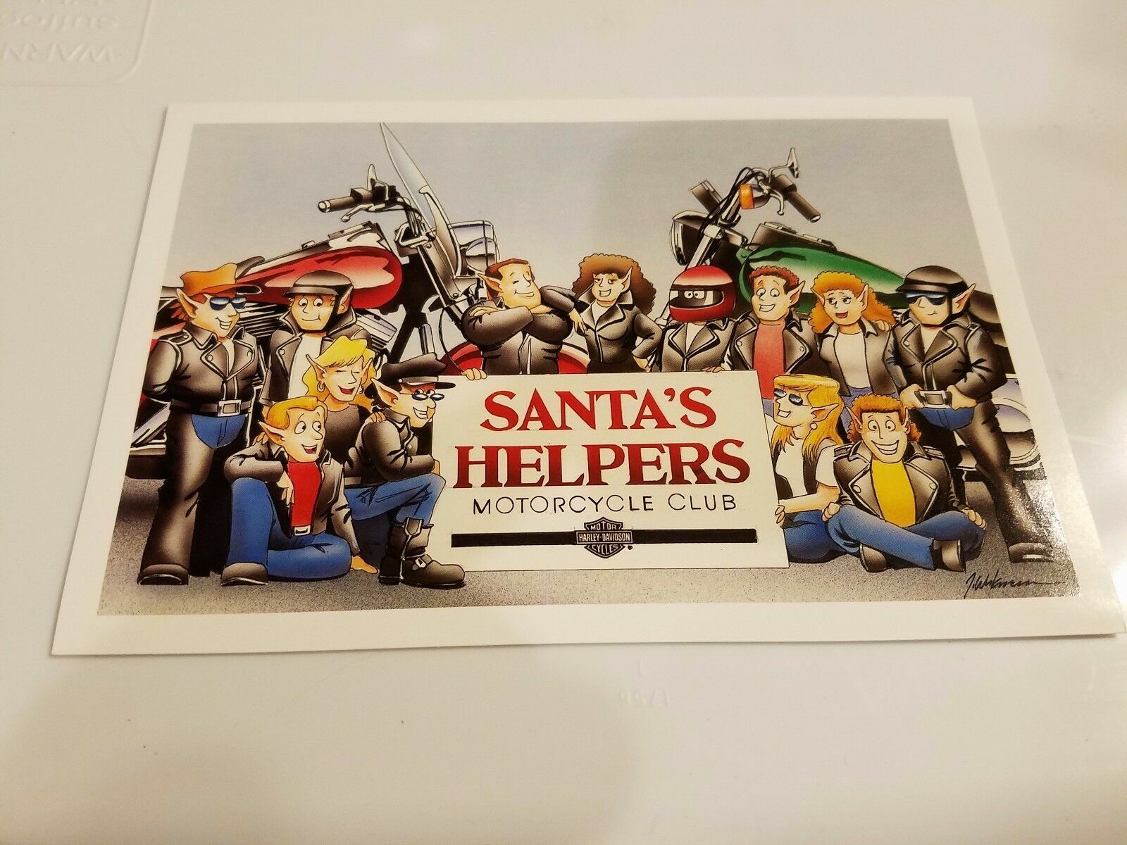 HARLEY DAVIDSON CHRISTMAS CARDS #X444 SANTA'S HELPERS MOTORCYCLE CLUB ...