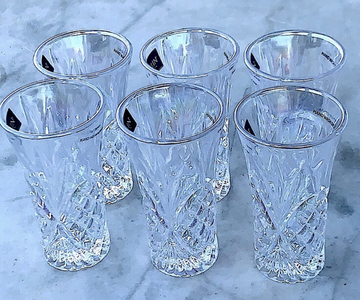 GODINGER DUBLIN CRYSTAL VODKA SHOOTERS AURORA BOREALIS 1.5 Oz SET OF 6 ...