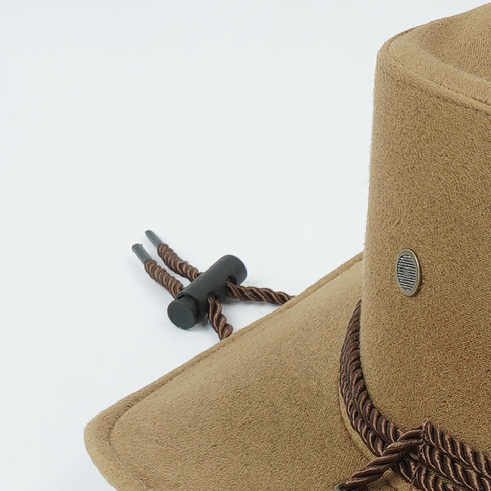 Men's Felt Cowboy Hat with Strap Fedora Western Rider Cap Sunscreen ...