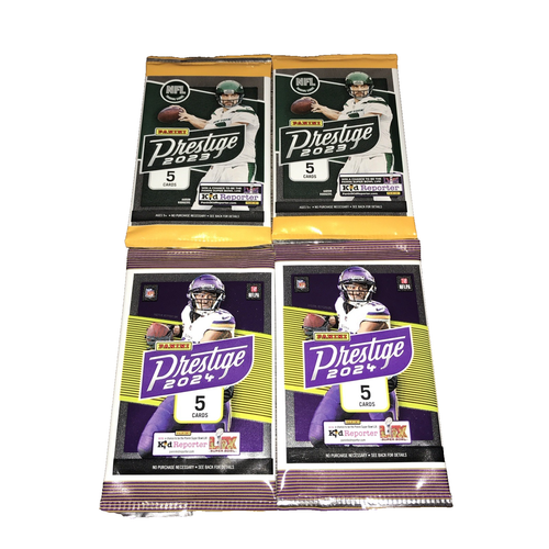 (2)2023 & (2) 2024 Panini Prestige Football-5 Card Packs-Factory Sealed ...