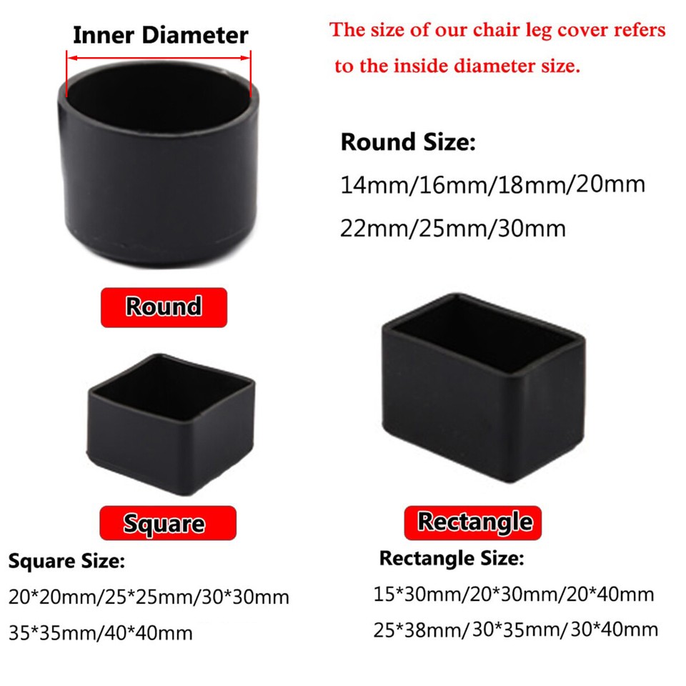 Round PVC Rubber Chair Feet Cap Table Leg End Caps Anti Scratch Floor ...