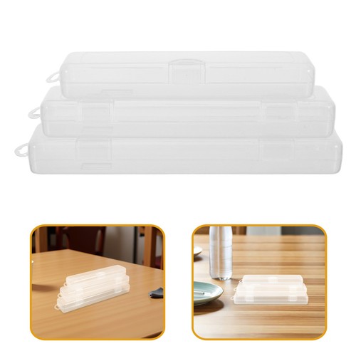 3 Pcs Transparent Cutlery Box Portable Storage Container Utensil Case ...