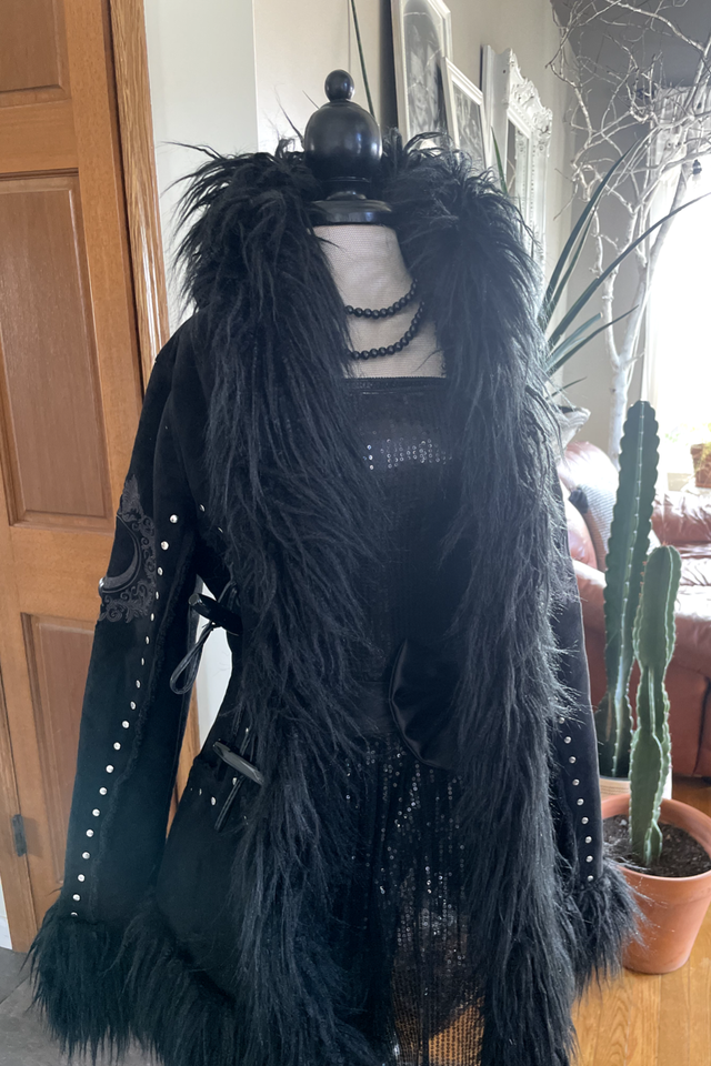WOMEN'S KILLSTAR GOTHIC BLACK PENNY LANE STYLE COAT WITH FAUX FUR XS ...
