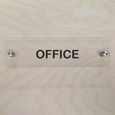 Office Door Sign ~ 7cm x 25cm ~ Office Plaque ~ Clear Acrylic Perspex ...